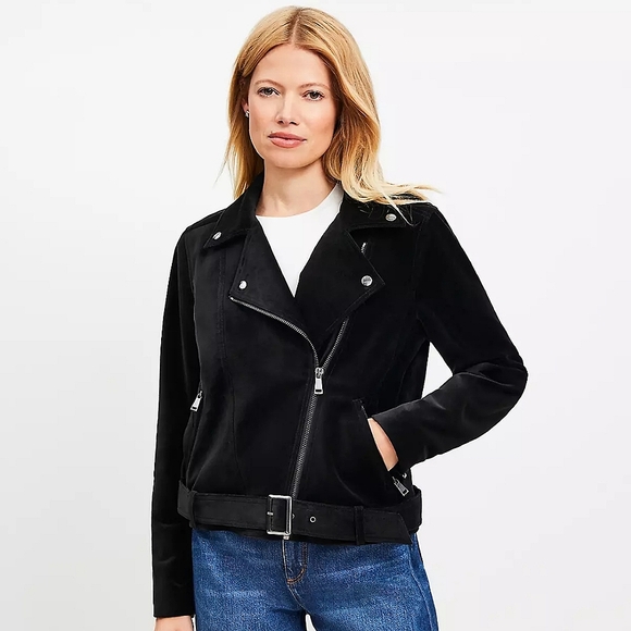 LOFT | Jackets & Coats | The Loft Velvet Moto Jacket Xl | Poshmark